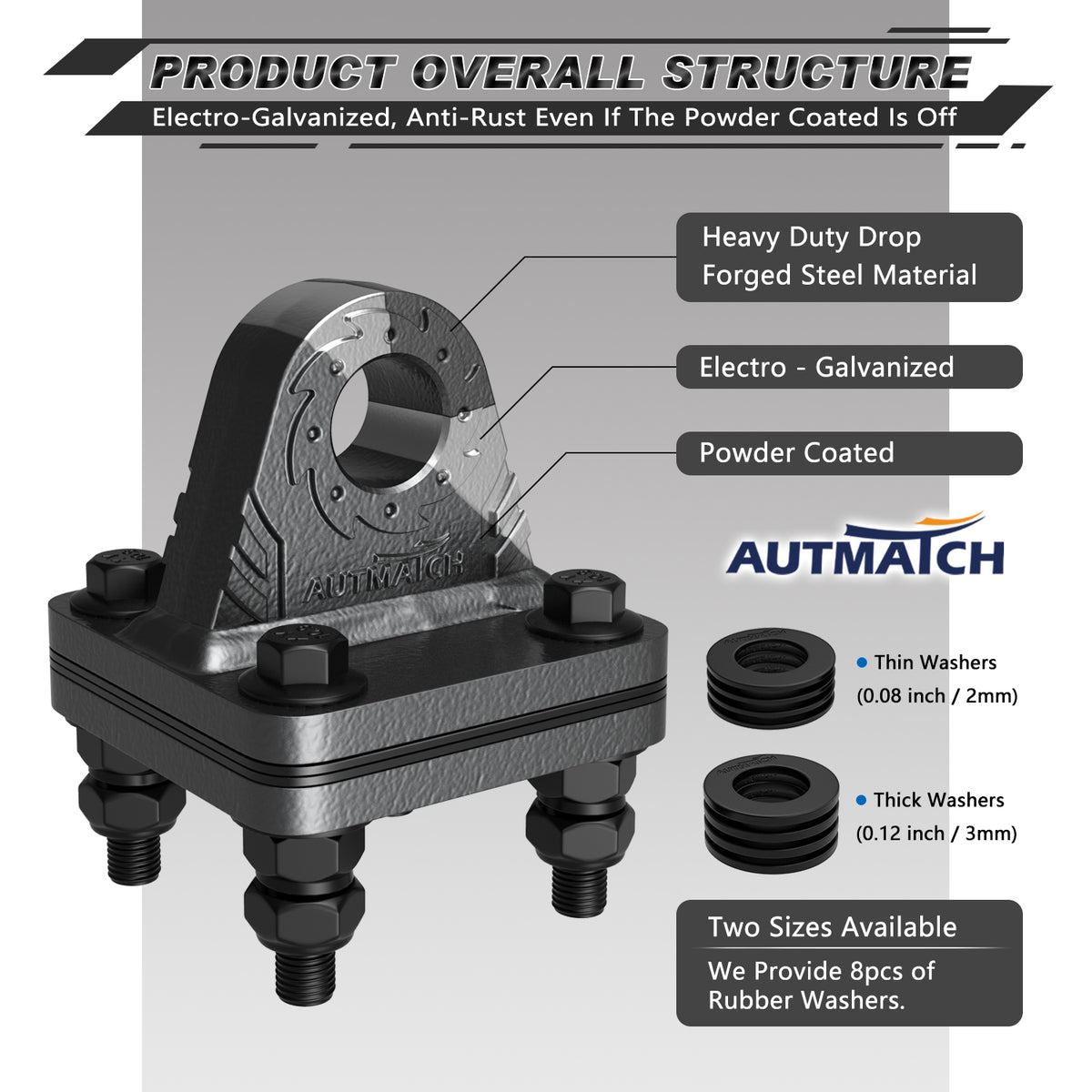 AUTMATCH D Ring Shackle Mount with Backer Plate (2 Pack) - Bolt On Cle ...